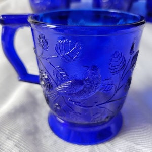 Antique Robin in Tree Cobalt Blue Mug Mosser Glass Bryce Bros EAPG ...