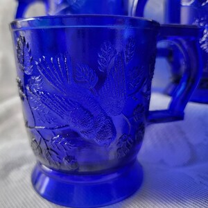 Antique Robin in Tree Cobalt Blue Mug Mosser Glass Bryce Bros EAPG ...
