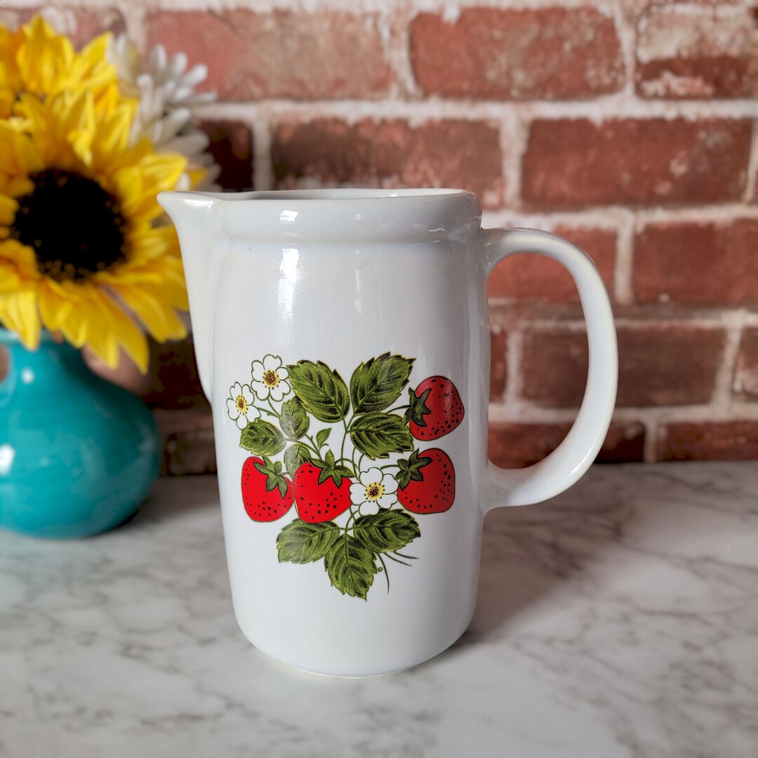 Vintage Mccoy Pottery Wild Strawberry Pitcher Water Pitcher Ceramic ...
