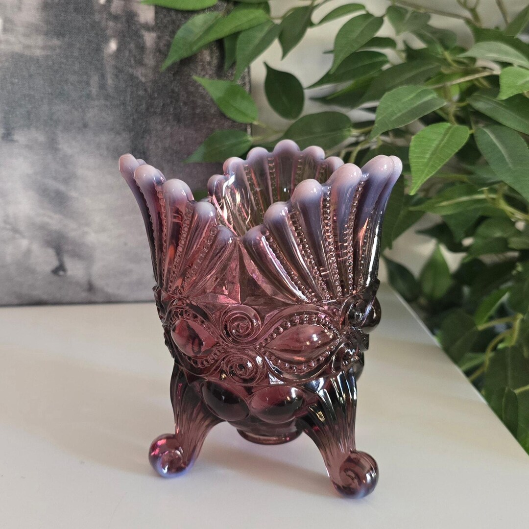 Vintage Eye Winker Amethsyt Glass Spooner Mosser Glass Opalescent Glass ...