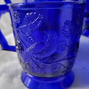 Antique Robin in Tree Cobalt Blue Mug Mosser Glass Bryce Bros EAPG ...
