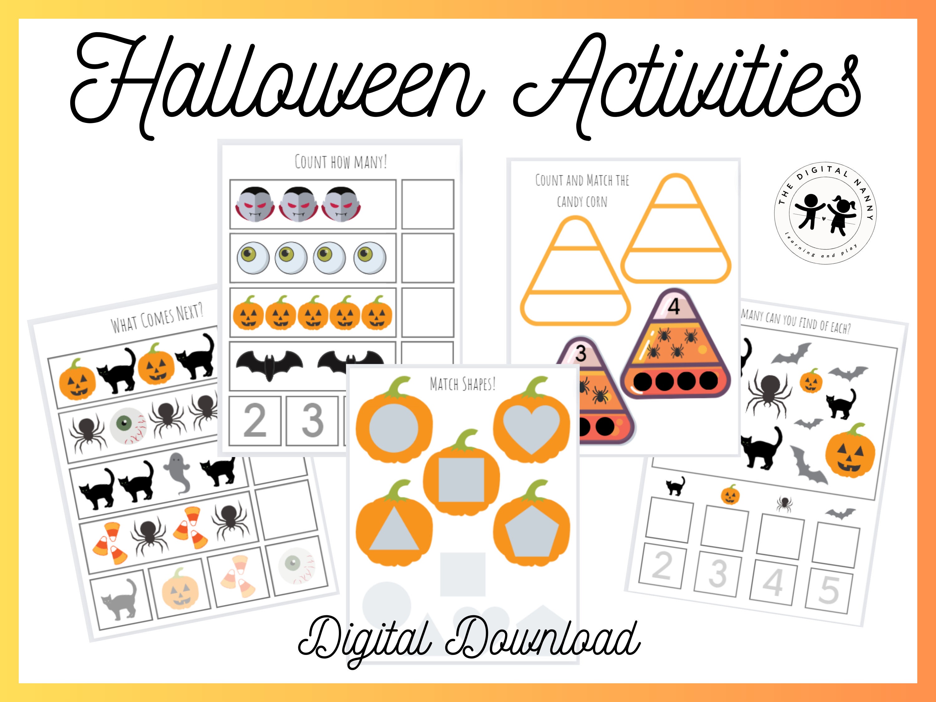 Halloween Activity Set (5 Pages) - Printable - Etsy