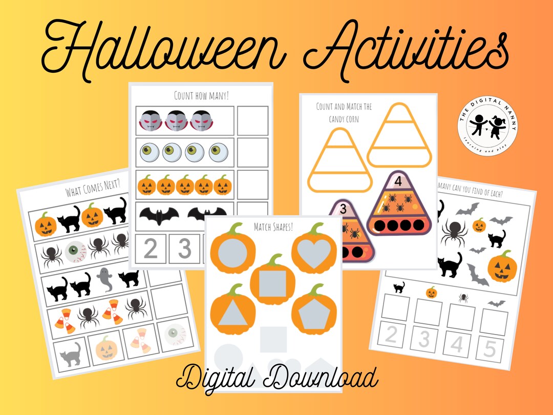 Halloween Activity Set (5 Pages) - Printable - Etsy