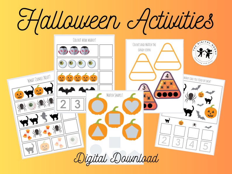 Halloween Activity Set (5 Pages) - Printable - Etsy