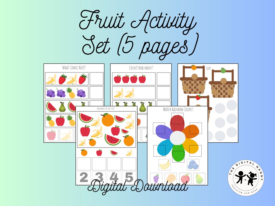 Fruit Activity Set (5 Pages) - Printable - Etsy