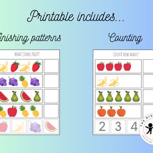 Fruit Activity Set (5 Pages) - Printable - Etsy