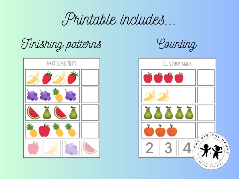 Fruit Activity Set (5 Pages) - Printable - Etsy