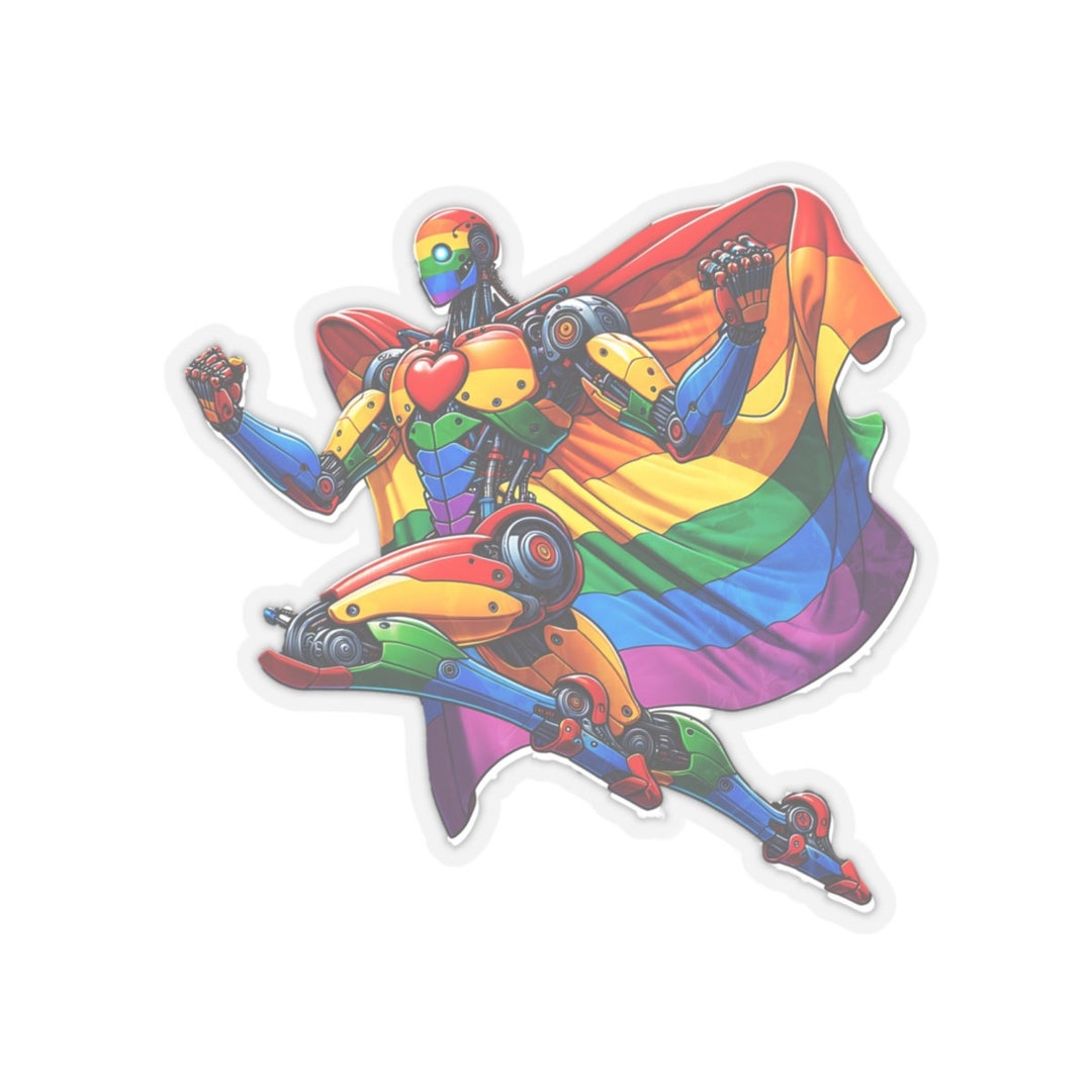 Robot Love Hero Pride Month Flag Colors LGBTQA Kiss-cut Stickers - Etsy