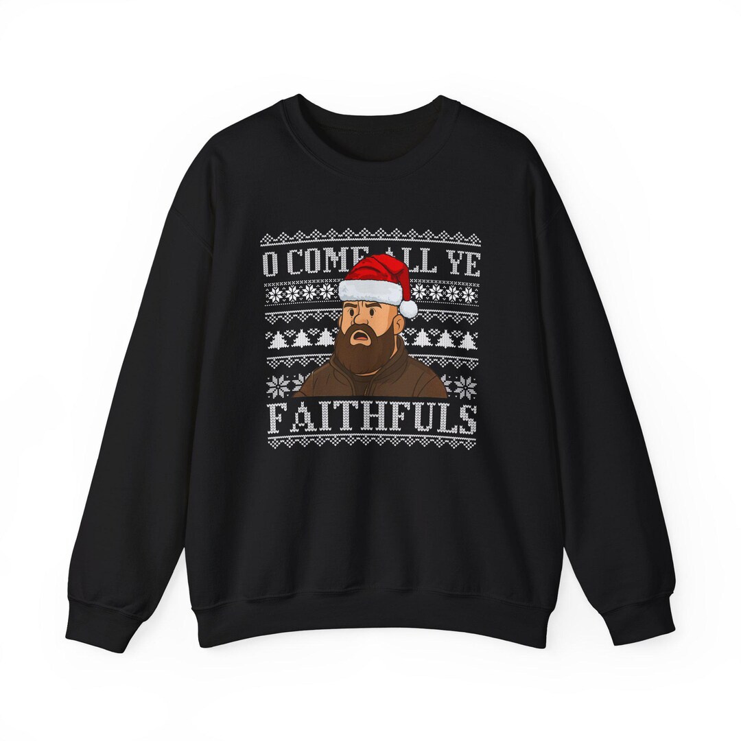 O Come All Ye Faithful Beard Santa Sweatshirt | Christmas Carol Ugly ...