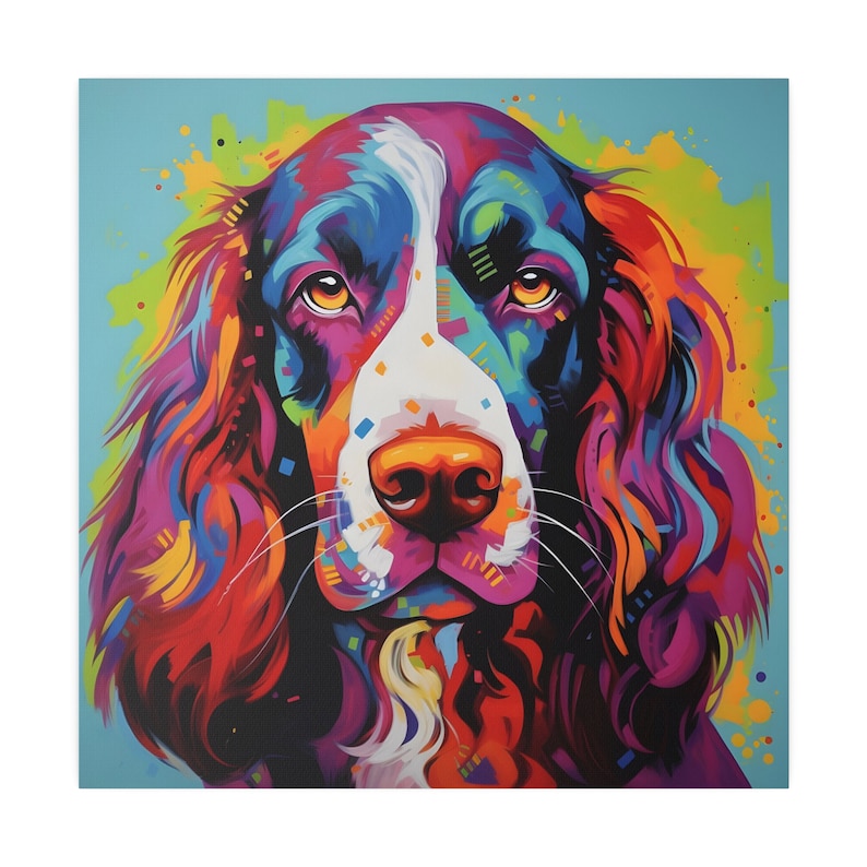 Colorful Dog Wall Art Springer Spaniel Canvas Print Vibrant Pet Lover ...