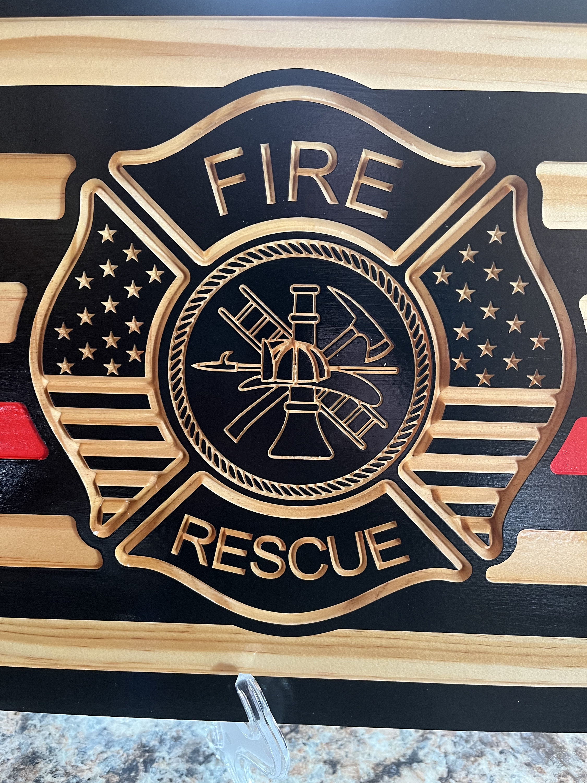 Personalized Fireman Flag, Fire Chief, Wooden Flag, Engraved Flag, Fire ...