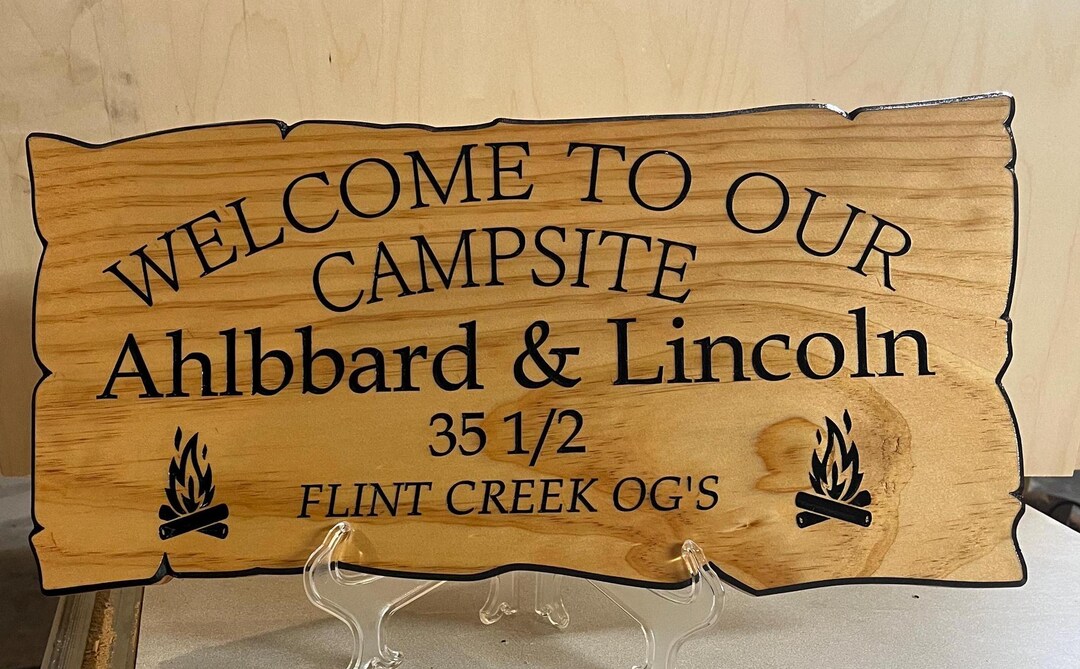 Personalized Rustic Wood Camping Sign for Family Cabin, Custom Outdoor ...