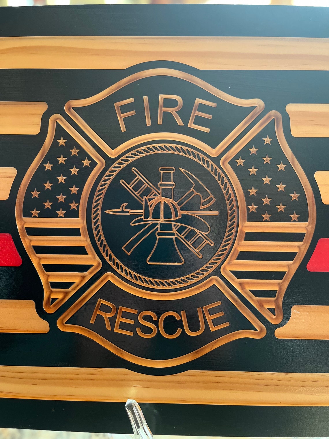Personalized Fireman Flag, Fire Chief, Wooden Flag, Engraved Flag, Fire ...