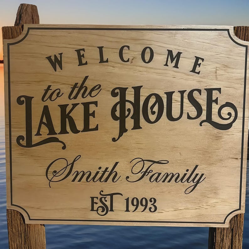 Personalized Wooden Lake House Dock Sign - Custom Family Name Camp ...