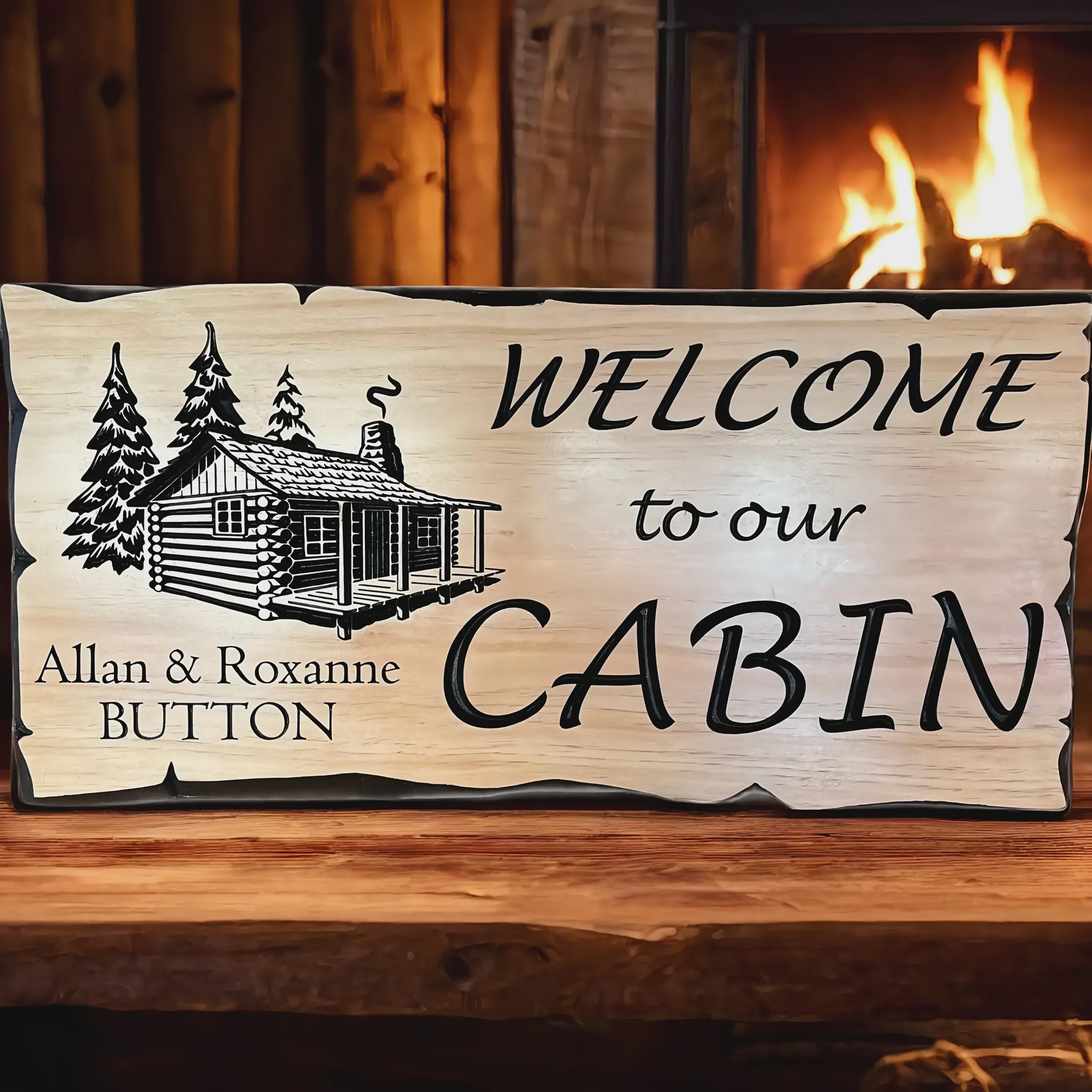 Personalized Rustic Wooden Cabin Sign: Custom Family Name Outdoor Decor ...