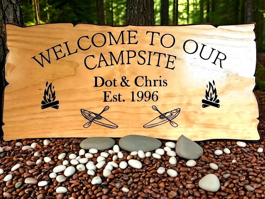 Personalized Campsite Welcome Sign: Rustic Wood Family Name Display - Etsy