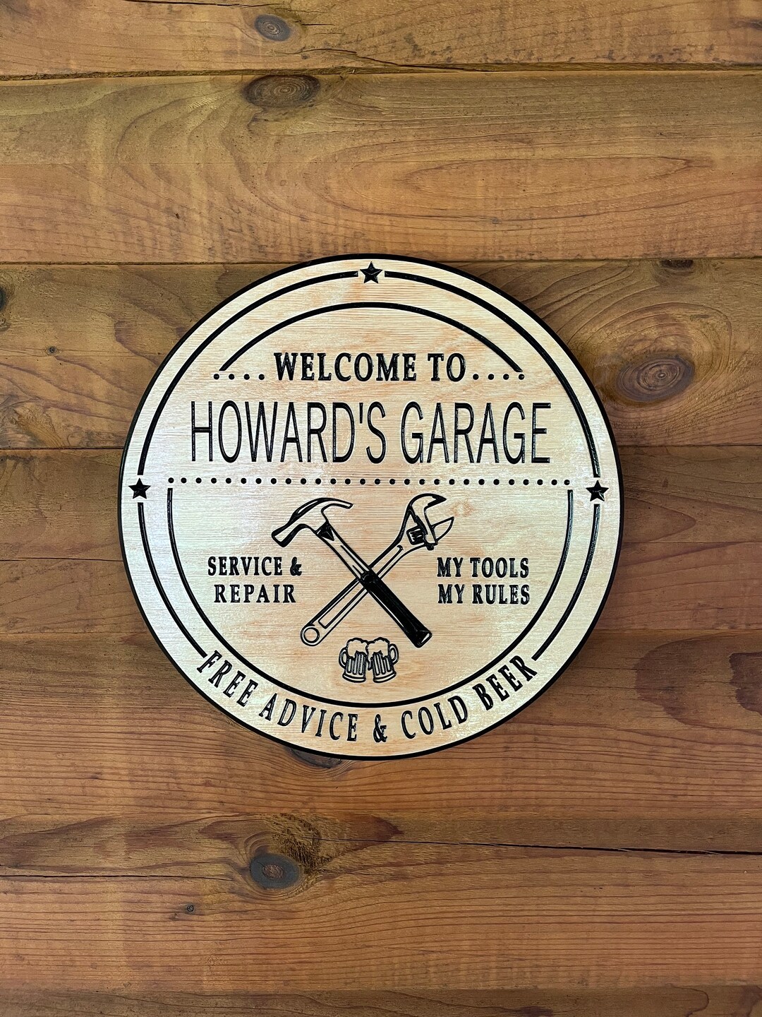 Personalized Garage Workshop Sign: Man Cave Wall Decor, Tool Display ...