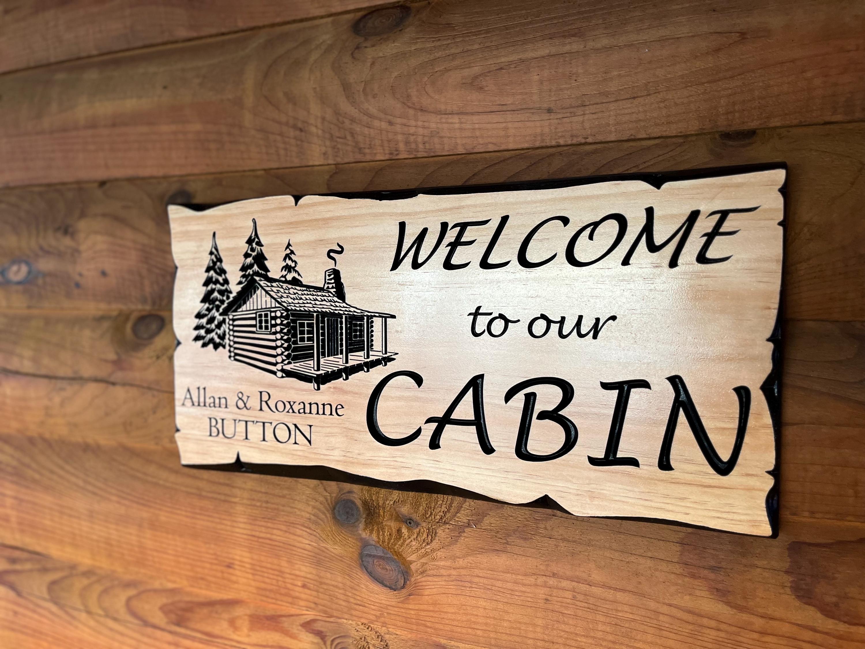Personalized Rustic Wooden Cabin Sign: Custom Family Name Outdoor Decor ...