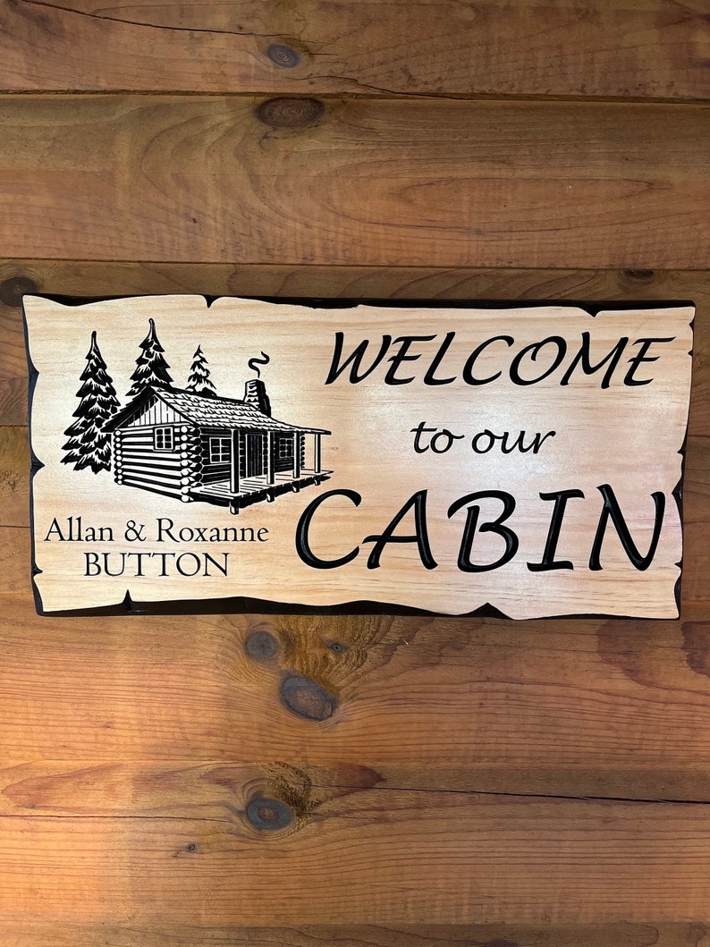 Personalized Rustic Wooden Cabin Sign: Custom Family Name Outdoor Decor ...