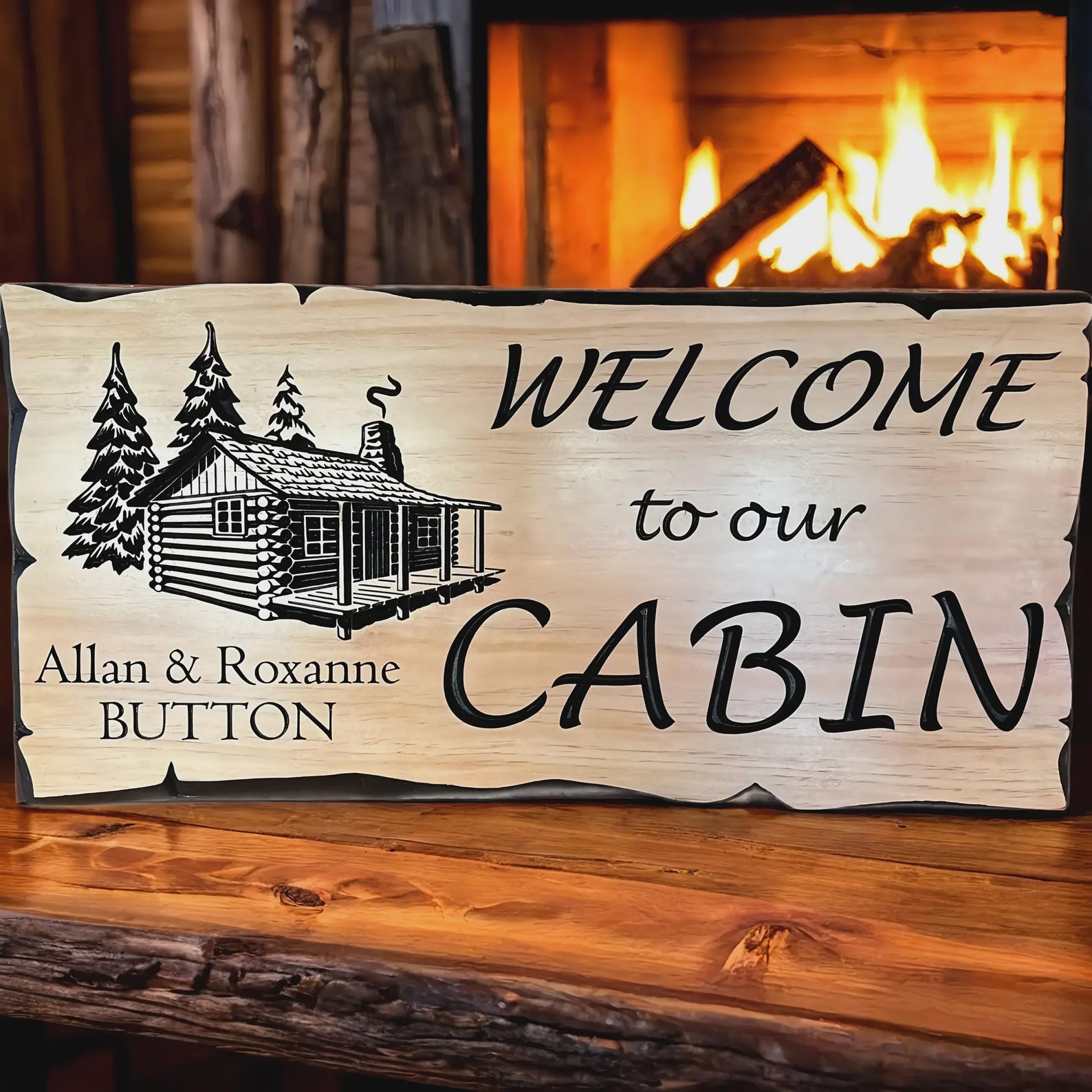 Personalized Rustic Wooden Cabin Sign: Custom Family Name Outdoor Decor ...