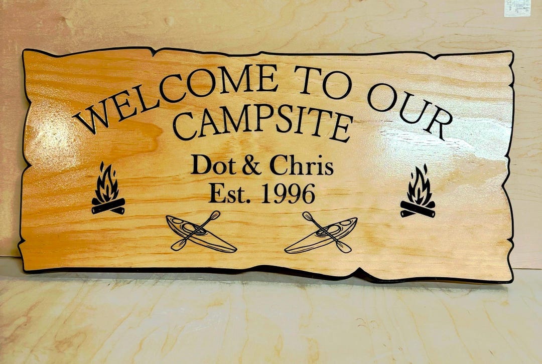 Custom Rustic Wood Camping Sign for Family Outdoor Cabin, Personalized ...