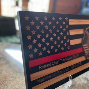 Personalized Fireman Flag, Fire Chief, Wooden Flag, Engraved Flag, Fire ...