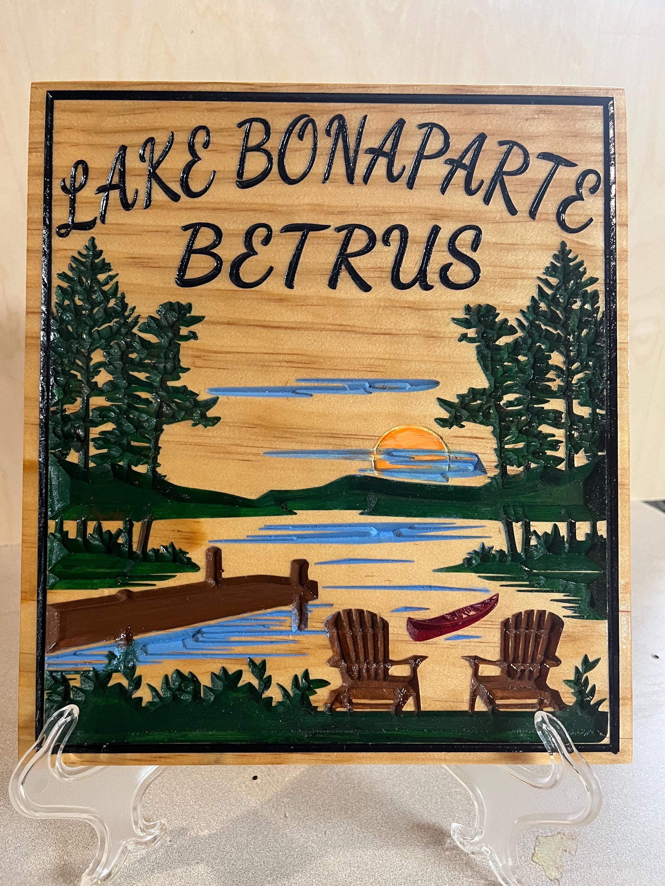Personalized Rustic Cabin Sign With Handpainted Lake Scene for Lodge or ...