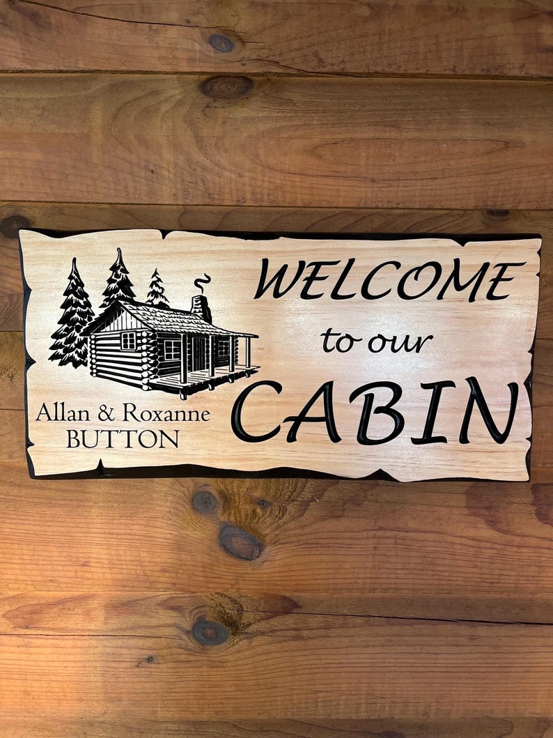 Personalized Rustic Wooden Cabin Sign: Custom Family Name Outdoor Decor ...
