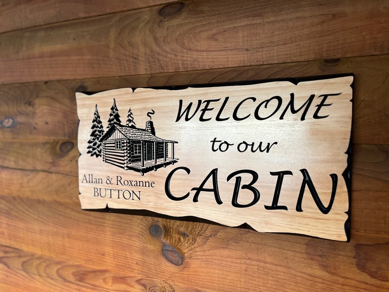 Personalized Rustic Wooden Cabin Sign: Custom Family Name Outdoor Decor ...