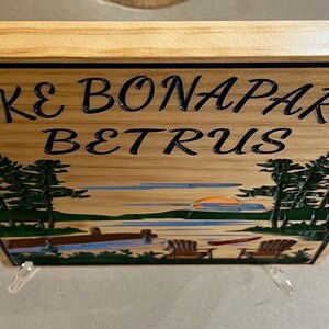 Personalized Rustic Cabin Sign With Handpainted Lake Scene for Lodge or ...