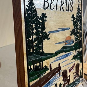Personalized Rustic Cabin Sign With Handpainted Lake Scene for Lodge or ...
