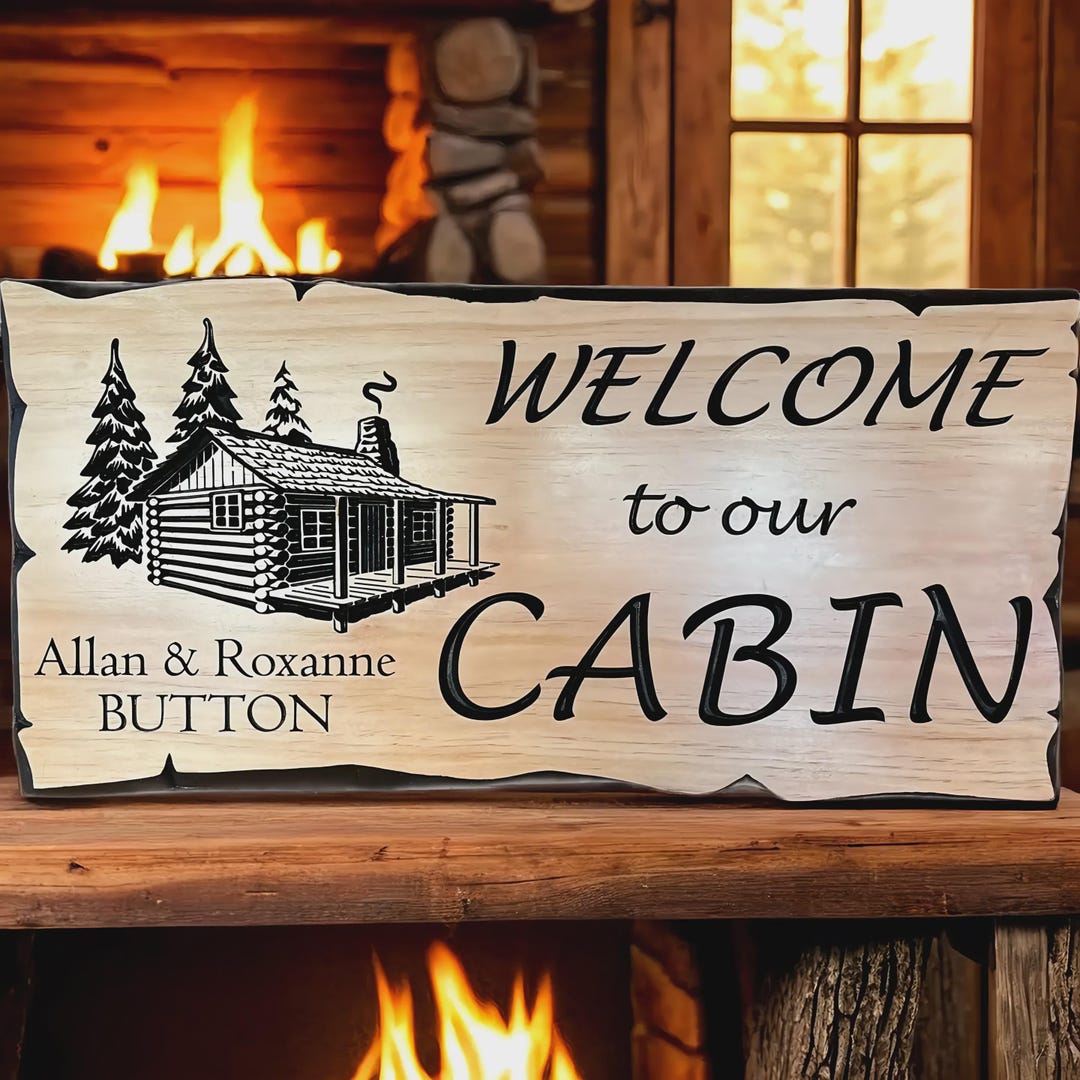 Personalized Rustic Wooden Cabin Sign: Custom Family Name Outdoor Decor ...