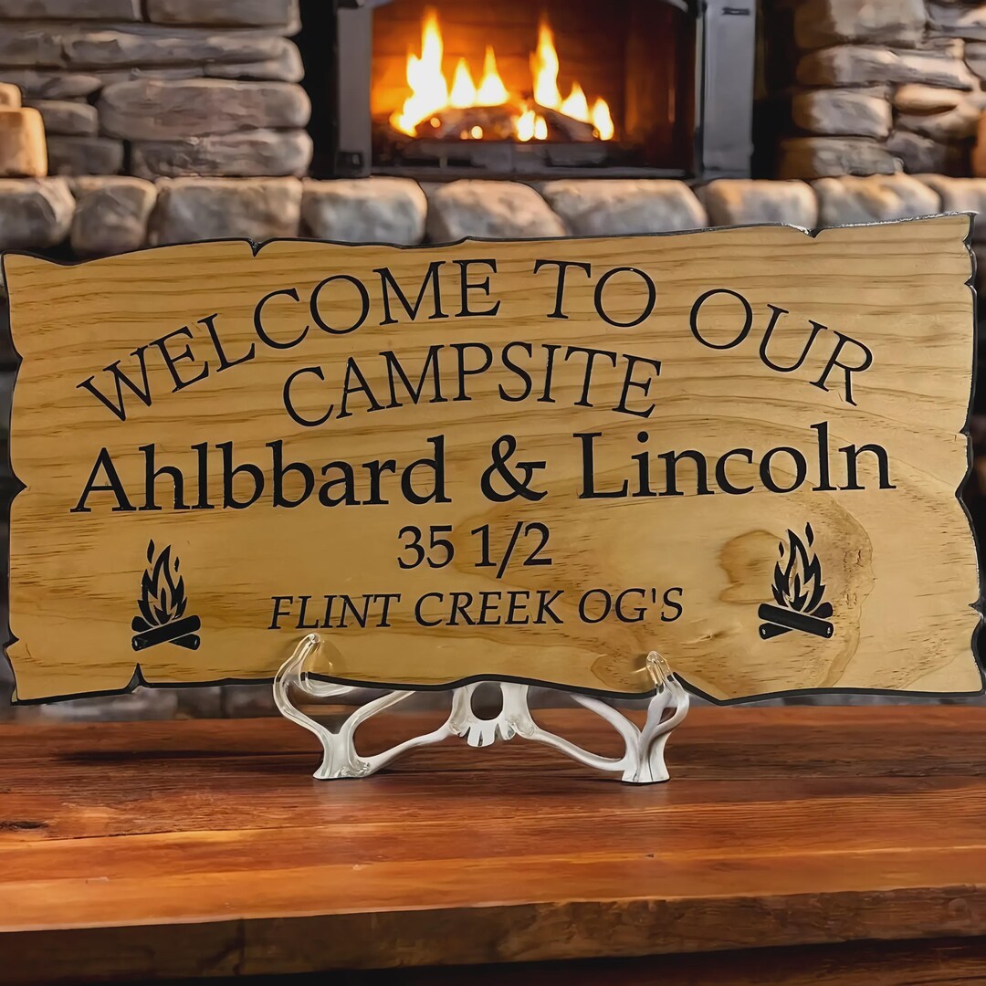 Personalized Rustic Wood Camping Sign for Family Cabin, Custom Outdoor ...