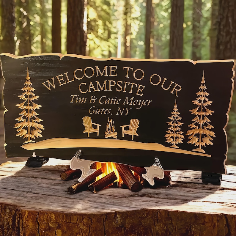 Personalized Mountain Camping Sign, Rustic Lake House Decor, Family ...