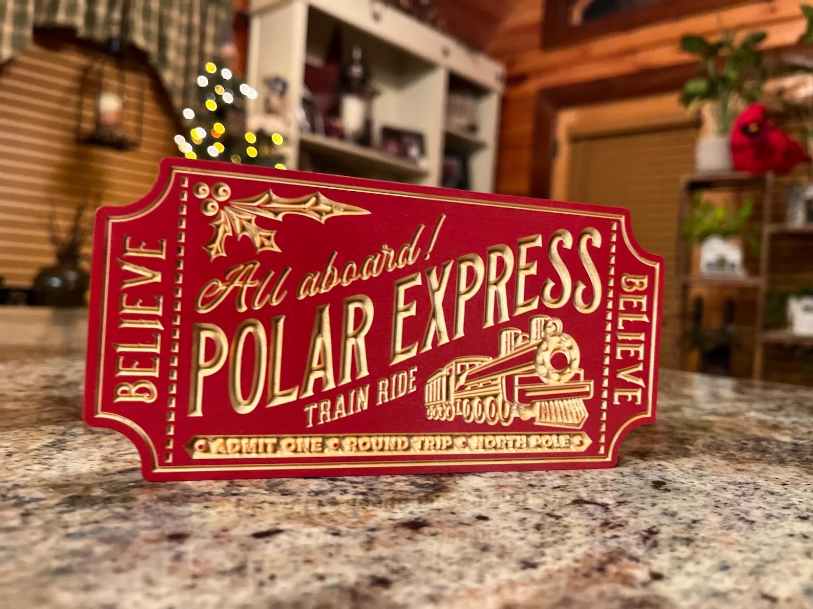 Festive Polar Express North Pole Believe Train Christmas Sign Gift ...