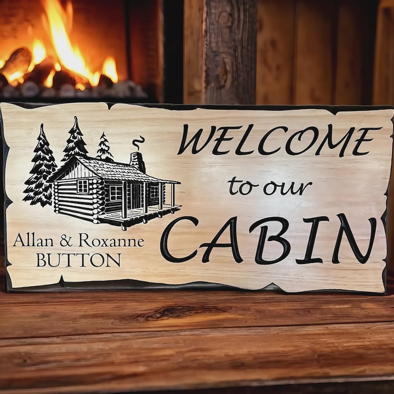 Personalized Rustic Wooden Cabin Sign: Custom Family Name Outdoor Decor ...