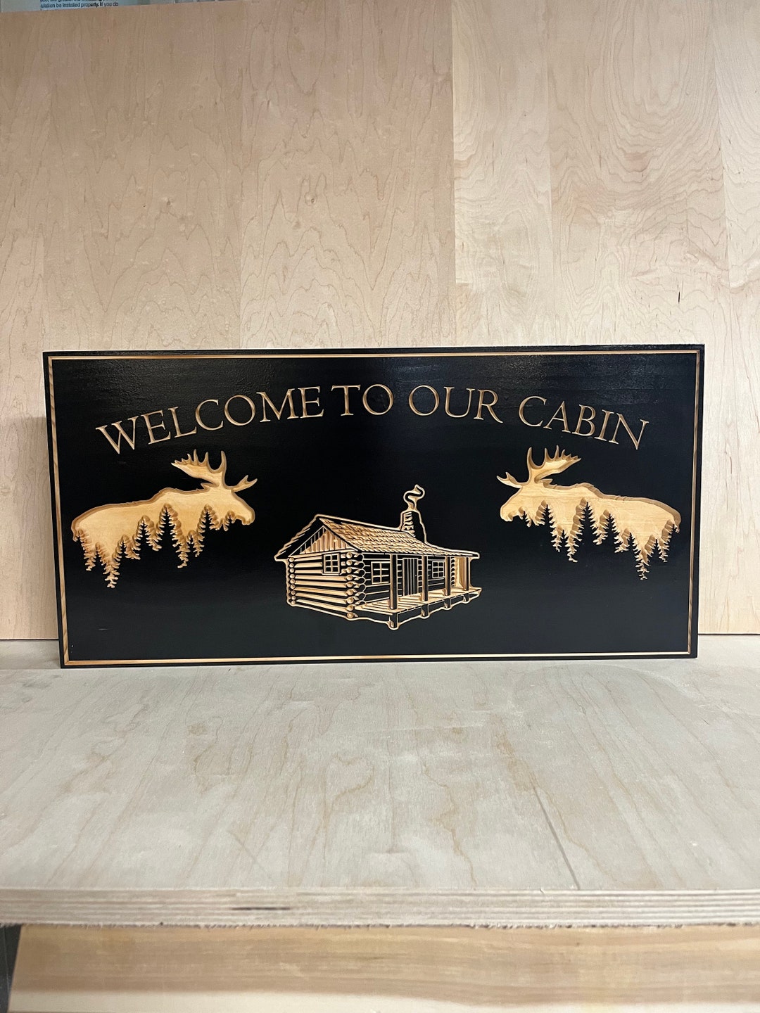 Rustic Wooden Moose Welcome Sign for Cabin, Camp & Outdoor Decor ...