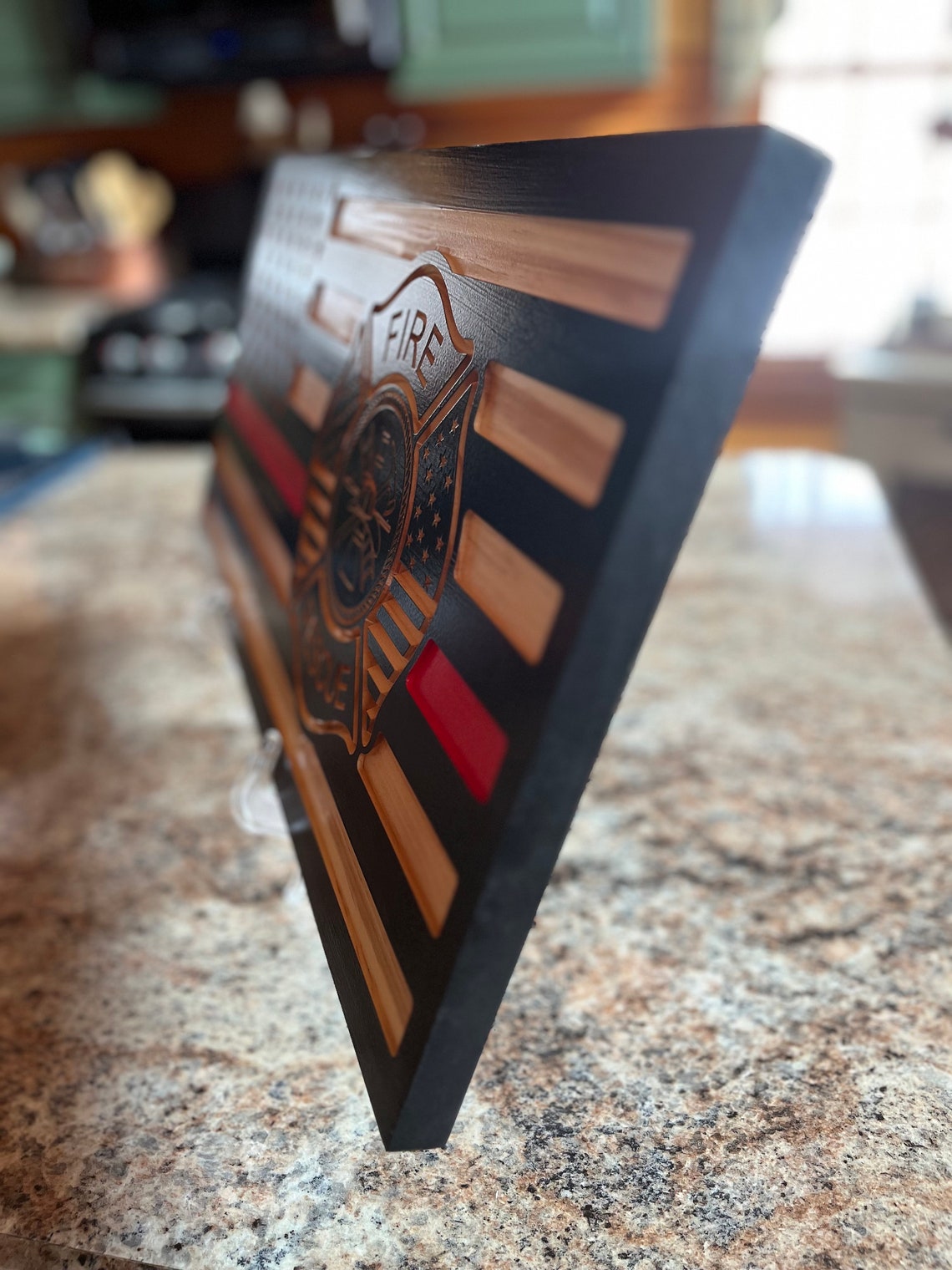 Personalized Fireman Flag, Fire Chief, Wooden Flag, Engraved Flag, Fire ...