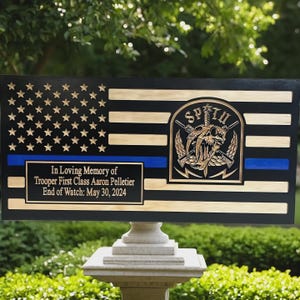 Personalized Thin Blue Line Police Flag With Badge for Retirements ...