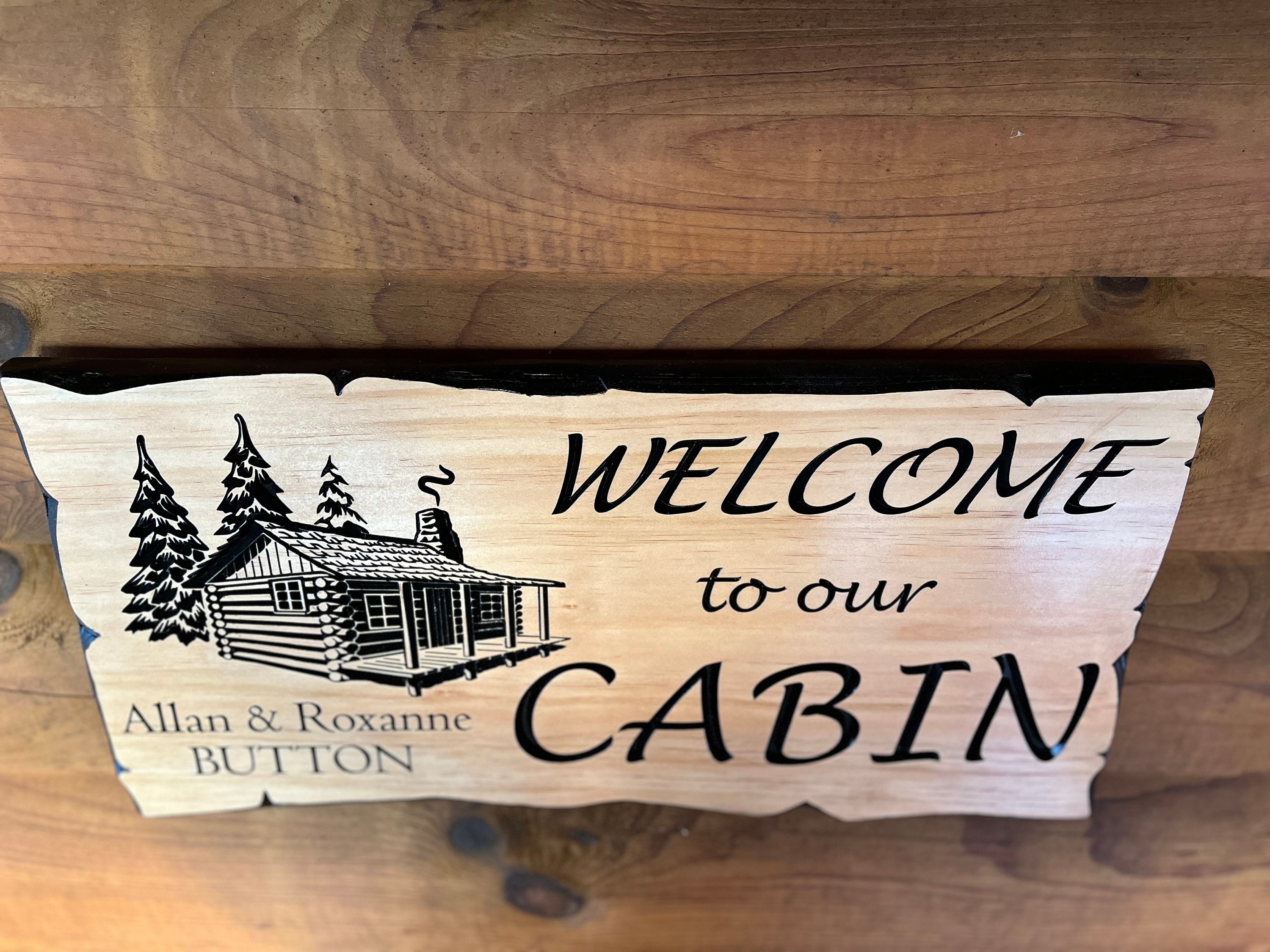 Personalized Rustic Wooden Cabin Sign: Custom Family Name Outdoor Decor ...