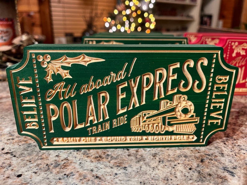 Festive Polar Express North Pole Believe Train Christmas Sign Gift ...
