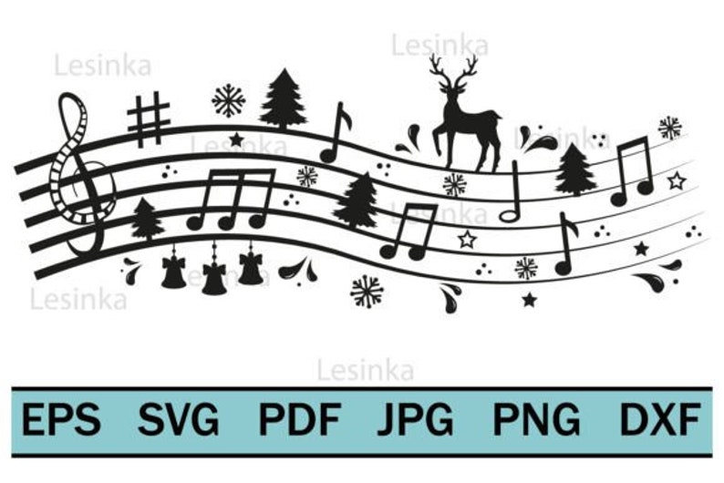 Christmas Musical Notes in Svg Format - Etsy