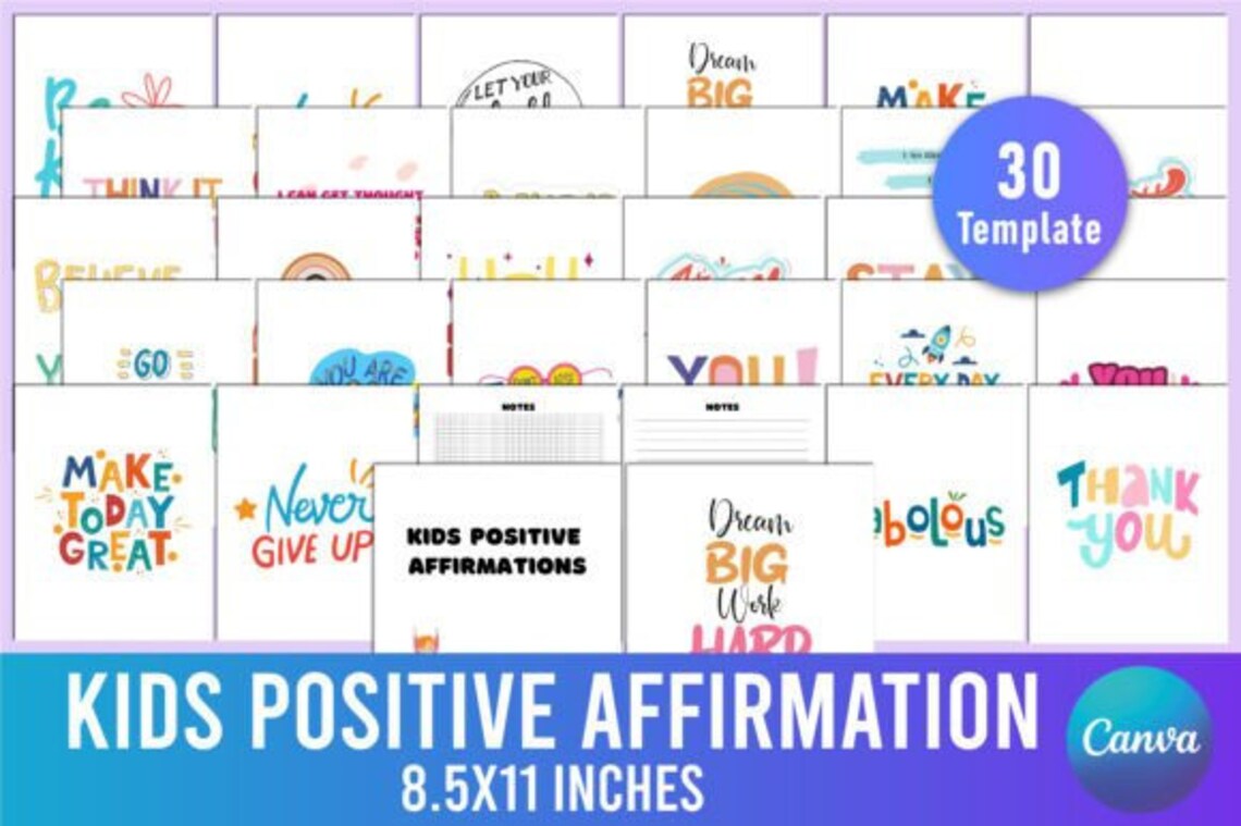Kids Positive Affirmations for Canva - Etsy
