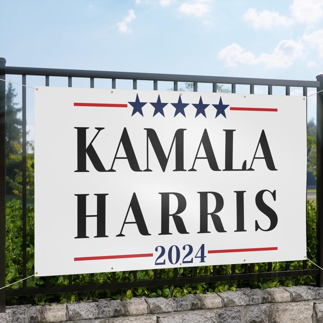 Harris Patriotic Banner, Matte White 2024 Harris Banner Sign ...