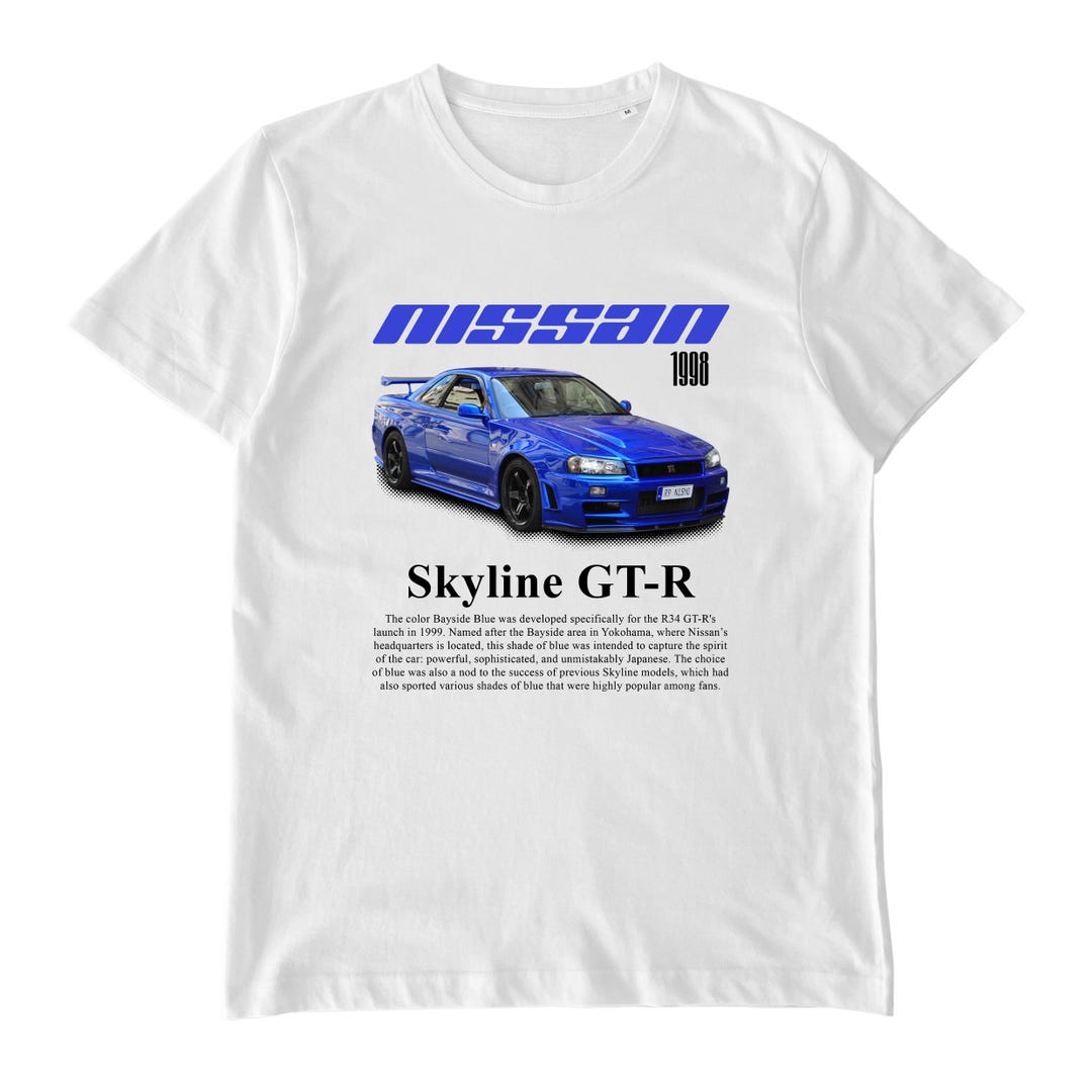 Nissan Skyline GT-R R34 T-shirt, Sports Car T-shirt, Nissan, Cars ...