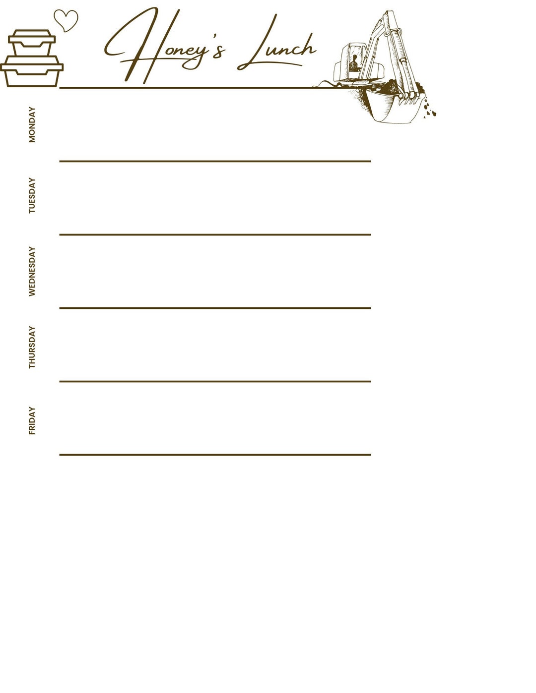 Lunch Meal Plan Template Husband Lunch Plan Template Planner Template ...