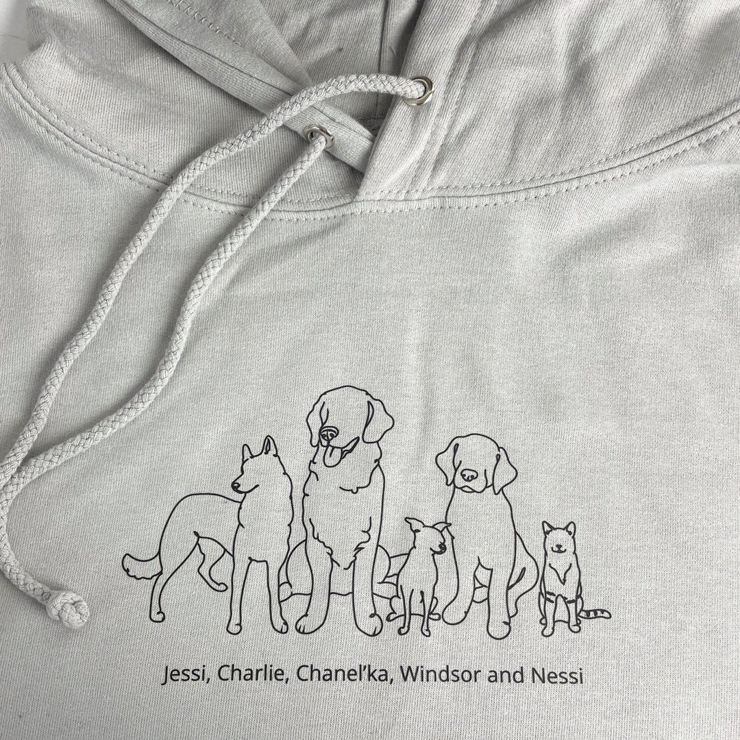 Custom Pet Hoodie Dog Line Drawing From Photo Portrait Sweater ...