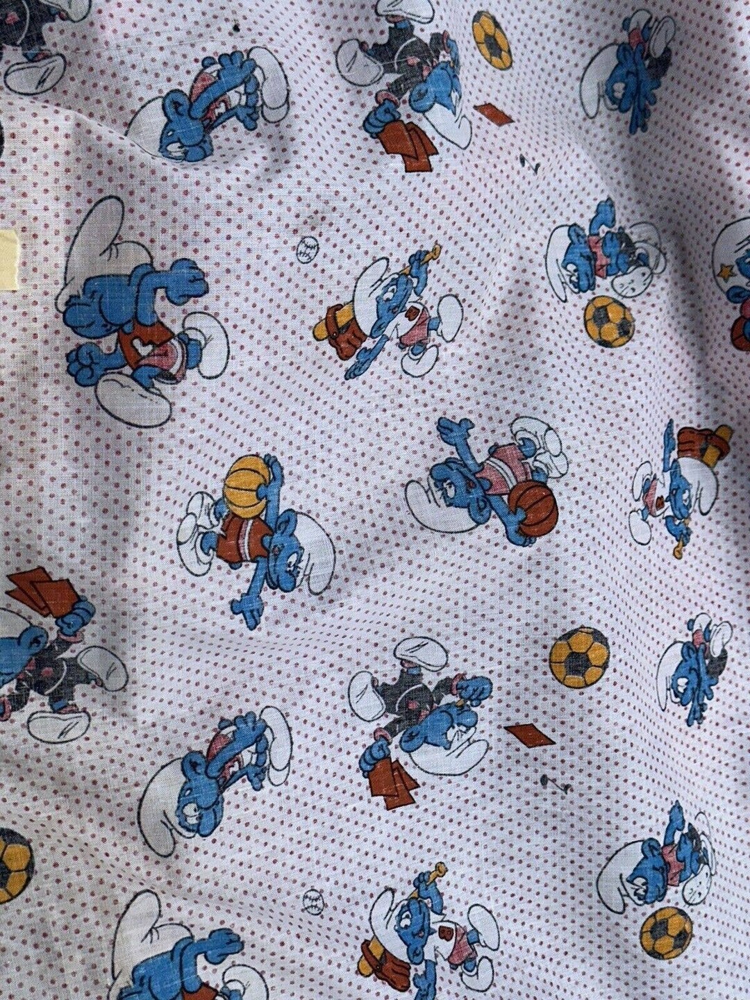 Vintage Smurfs Fabric Roll sport Theme 3 Yards Ish See Pictures - Etsy