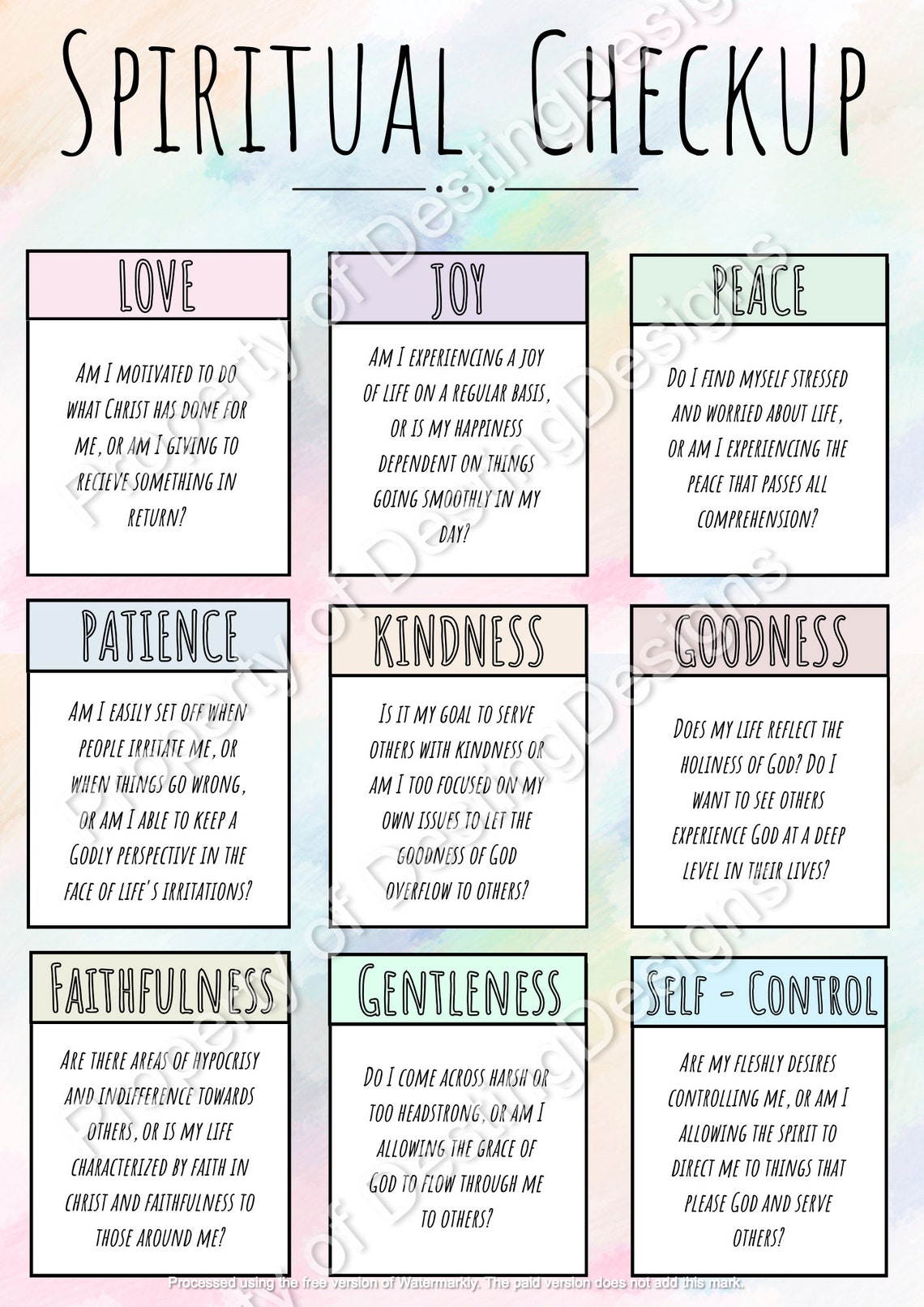 Spiritual Checkup List Cards - Fruits of the Spirit - Etsy