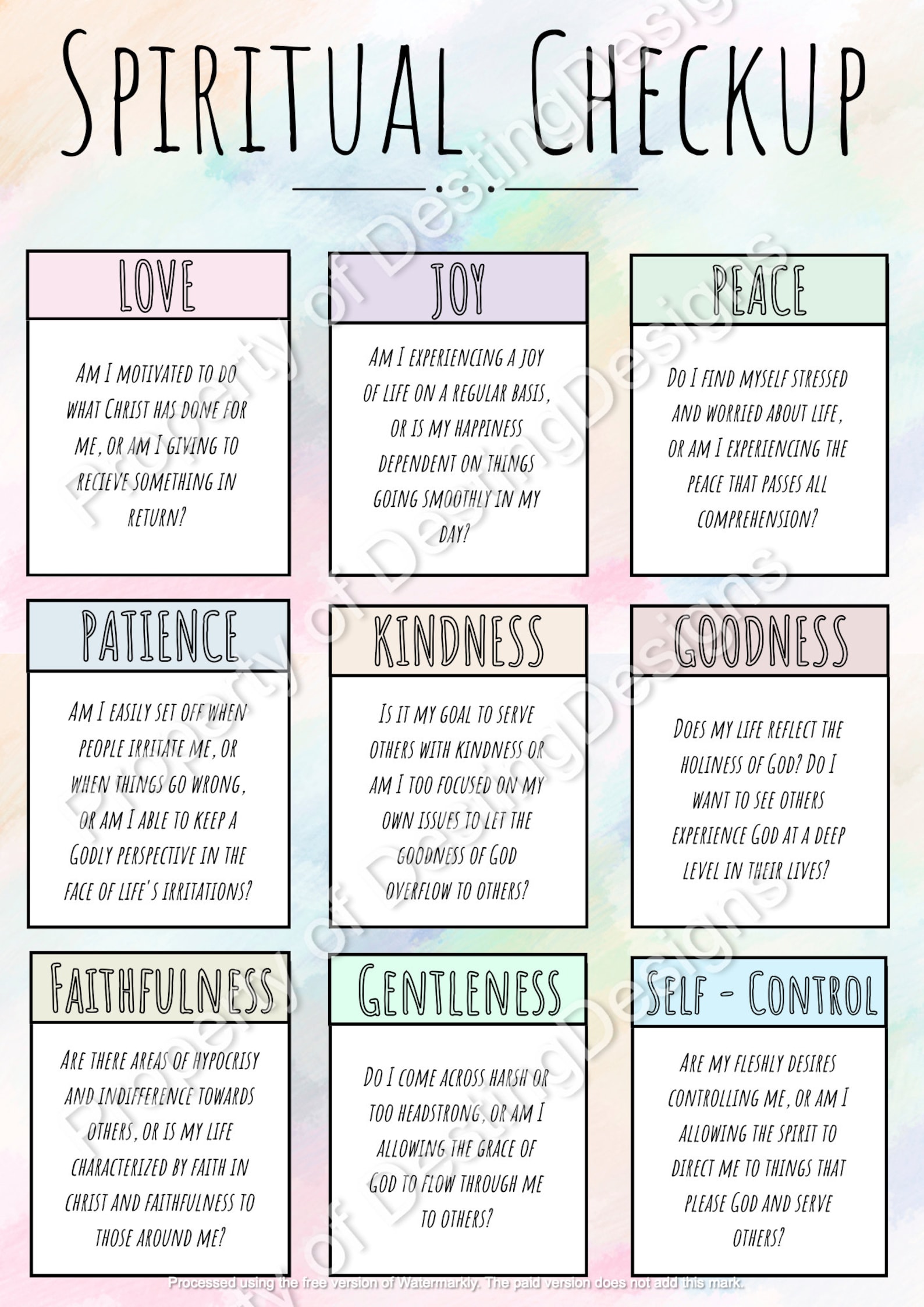 Spiritual Checkup List Cards - Fruits of the Spirit - Etsy